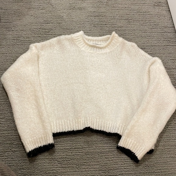 Urban Outfitters | Sweaters | Urban Outfitters White Sweater With Black ...
